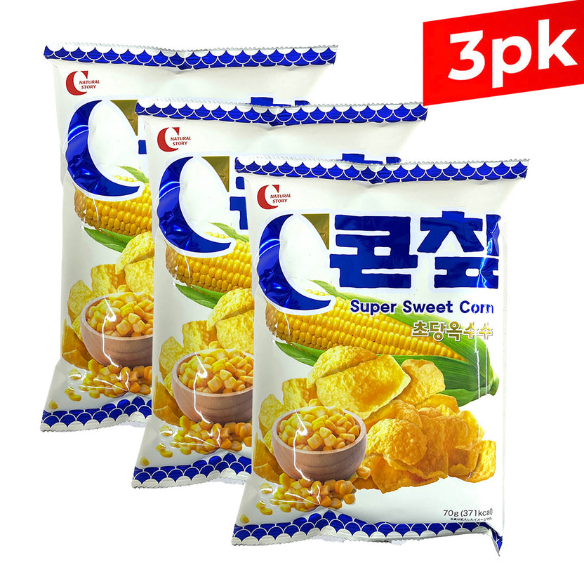 [Crown] Corn Chip Super Sweet Corn / 크라운 콘칩 초당 옥수수 (70g x3pk)