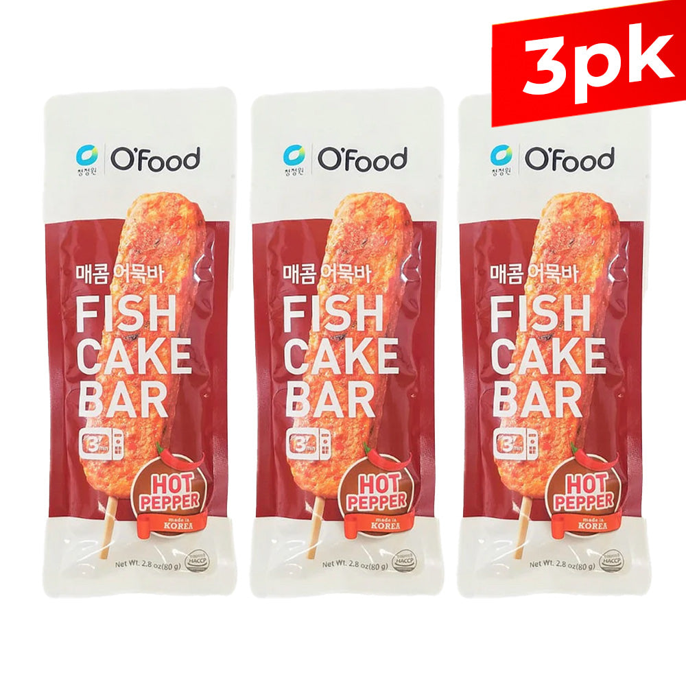 [O'Food] Fish Cake Bar Hot Pepper / 청정원 오푸드 매콤 어묵바 (80g x3)