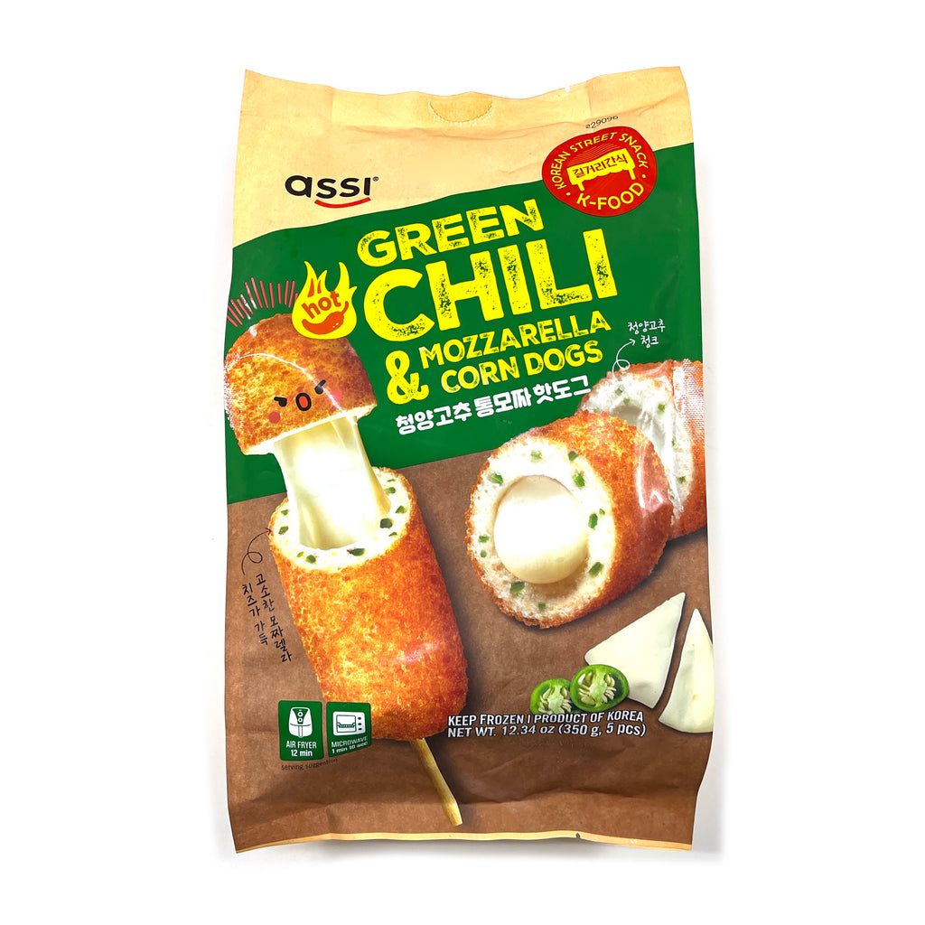[Assi] Green Chili & Mozzarella Corn Dogs / 아씨 청양 고추 통 모짜 핫도그 (350g)